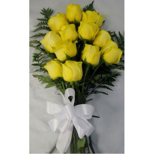 Dozen Yellow Roses Wrapped - Wrap-N-Go Florist