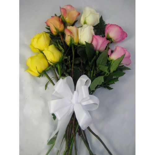 Dozen Mixed Colored Roses Wrapped - Wrap-N-Go Florist